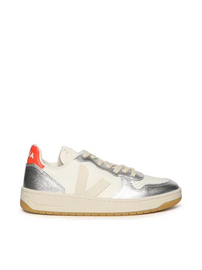 Veja V10 White Leather Sneakers In Animal Print | ModeSens