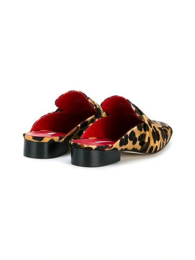 Dorateymur Filiskiye Leopard Print Calf Hair Slippers In Brown Modesens