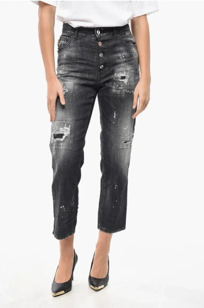 Dsquared2 Pac-man Vintage Effect Straight Leg Boston Jeans 19cm In ...