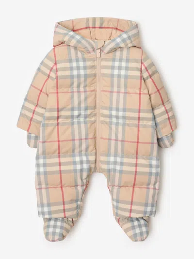 Burberry Baby Pale Check Snowsuit In Neutral | ModeSens
