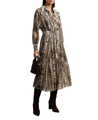 Reiss Womens Neutral Anneka Snake-print Woven Midi Dress | ModeSens