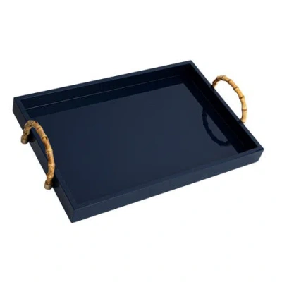 Storied Home Wide Nautical Wood Tray, Navy In Blue | ModeSens