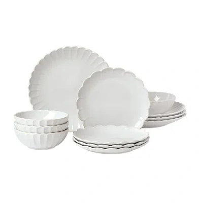 Lenox French Perle Scallop White 12-pc. Stoneware Dinnerware Set | ModeSens