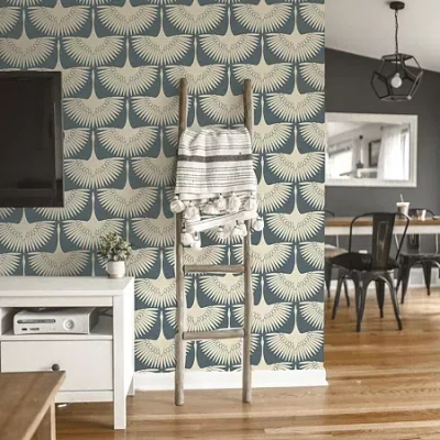 Tempaper Feather Flock Peel & Stick Wallpaper In Blue | ModeSens