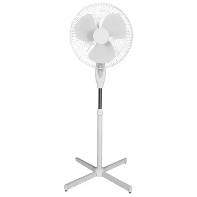 Optimus 16 In. Oscillating Stand Fan In White 16 In. Oscillating Stand ...