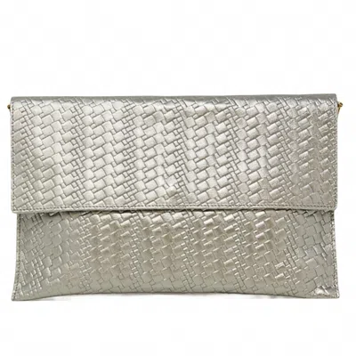 German Fuentes Women's Leather Cluth Crossbody Bag In Pewter In Silver ...