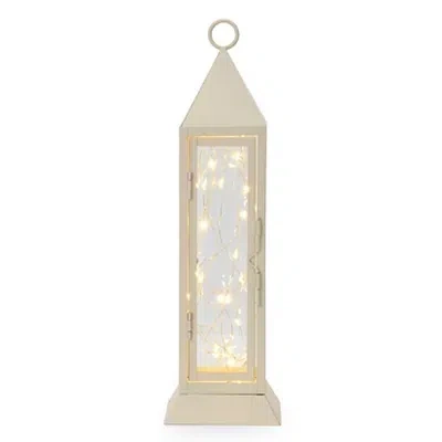 Kirkland's Pre-lit Ivory Metal Twinkle Lights Lantern In White | ModeSens