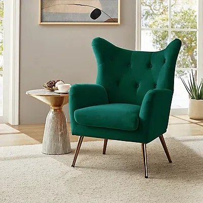 Kirkland's Danel Green Tufted Wingback Accent Chair | ModeSens