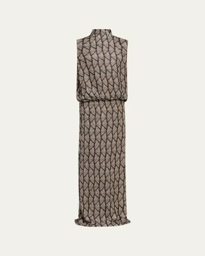 Dries Van Noten Debo Mock-neck Velvet Draped Cutout Maxi Dress In Black ...