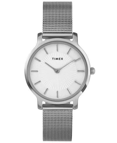 Timex Women's Quartz Analog Silver-tone Stainless Steel Watch, 34mm In ...