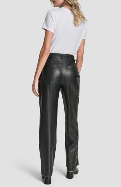 Dkny Button Fly Faux Leather Pants In Black | ModeSens