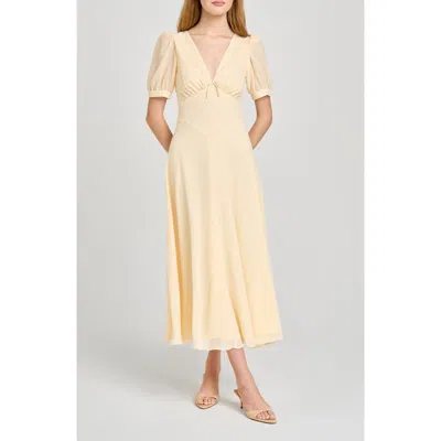 Wayf Juliana Short Sleeve A-line Midi Dress In Yellow | ModeSens
