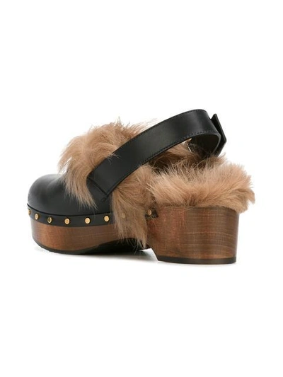 Gucci Black Amstel 55 Leather Fur Lined Clogs | ModeSens