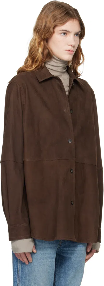 Totême Womens Bark Soft Long-sleeves Suede Overshirt In Multi | ModeSens