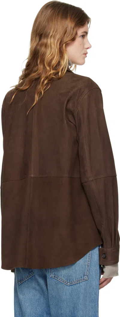 Totême Womens Bark Soft Long-sleeves Suede Overshirt In Multi | ModeSens