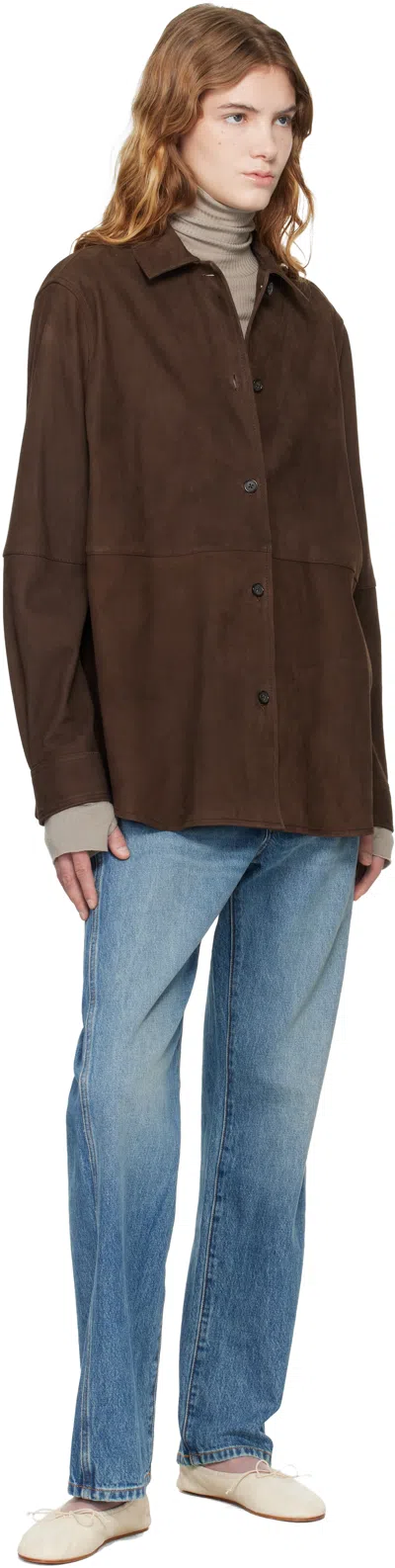 Totême Womens Bark Soft Long-sleeves Suede Overshirt In Multi | ModeSens