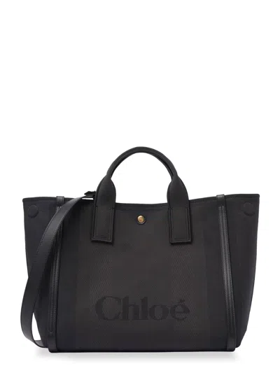 Chloé Carry Cotton Handbag In Black | ModeSens