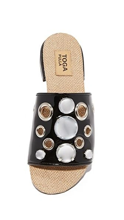 Toga Embellished Patent-leather Slides In Black | ModeSens
