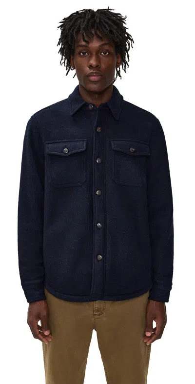 Faherty Range High Pile Fleece Lined Cpo Jacket Navy Shadow Twill In ...