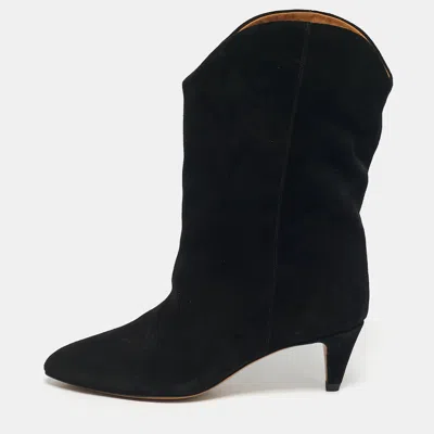 Isabel Marant Black Suede Dernee High Ankle Length Boots | ModeSens