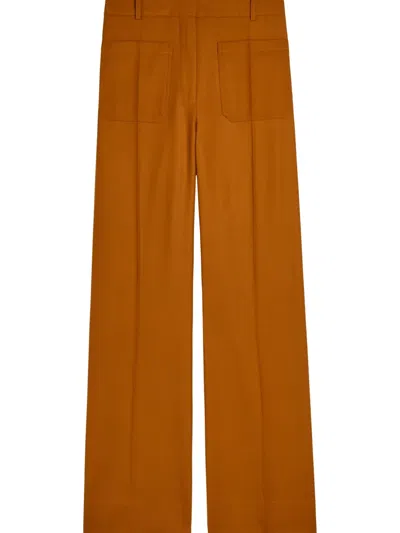 Victoria Beckham Alina High Waist Stretch Flare Leg Pants In Brown ...