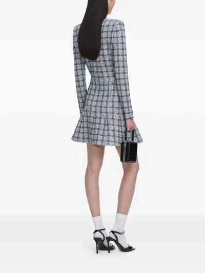 Self-portrait Tweed Knee Length Dress Long Sleeves In Brown | ModeSens