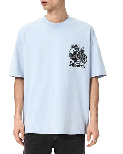 Allsaints Mens Villa Blue Panhead Graphic-print Cotton T-shirt Xs ...