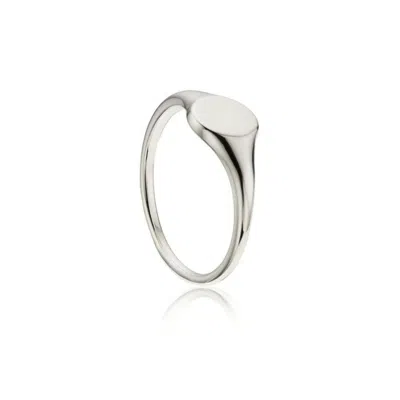 Lily & Roo Silver Small Personalised Signet Ring In Metallic | ModeSens