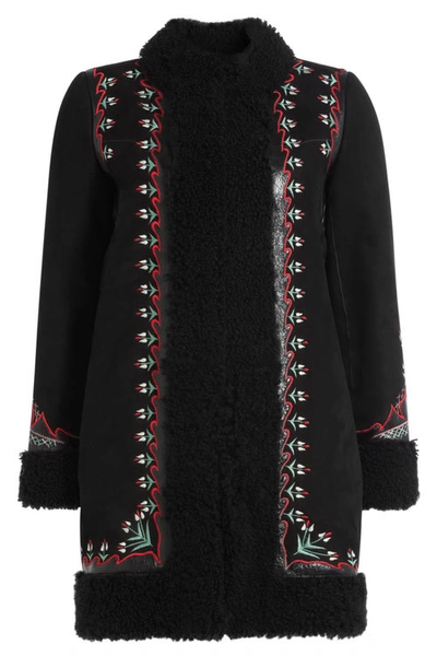 Vilshenko Embroidered Leather And Shearling Coat | ModeSens