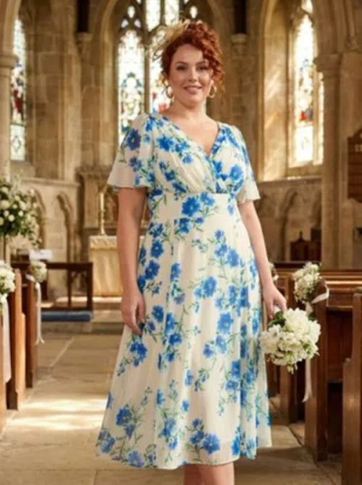 Scarlett & Jo Victoria Floral Angel Sleeve Midi Dress In Multi | ModeSens