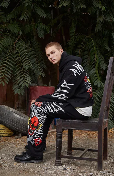 Netflix Men's X Stranger Things Black Hellfire Club Baggy Sweatpants ...