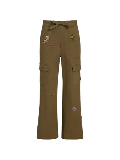 Cinq À Sept Michelle Retro Love Embellished Cargo Pants In Green | ModeSens