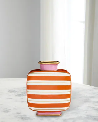 Jonathan Adler Portofino Square Striped Porcelain Vase In Orange | ModeSens