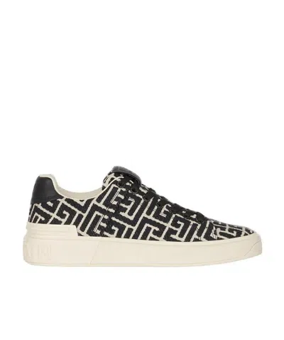 Balmain Monogram Jacquard B-court Sneakers In Multi | ModeSens