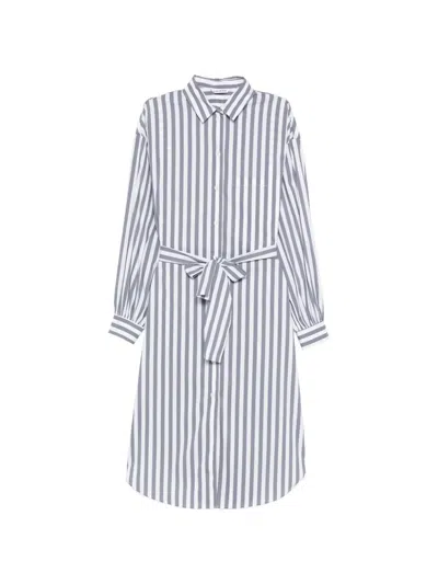 Caliban Striped Belted Dress In Multi | ModeSens