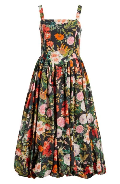 Julia Jordan Floral Basque Waist Fit & Flare Midi Dress In Multi | ModeSens