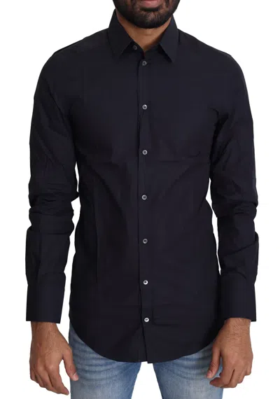 Dolce & Gabbana Navy Blue Slim Fit Gold Series Dress Shirt | ModeSens