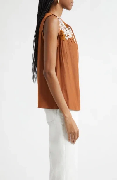 Ramy Brook Adaline Embroidered Sleeveless Top In Brown | ModeSens
