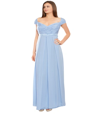 Escada Light Blue Silk Georgette Ruched Cap Sleeve Evening Gown' | ModeSens