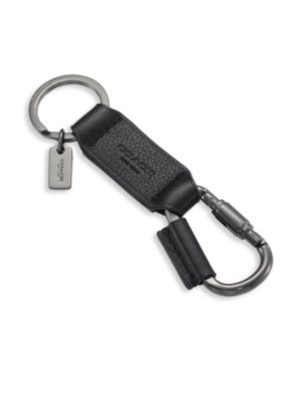 Coach Boxed Carabiner Midnight Leather Key Ring In Black | ModeSens