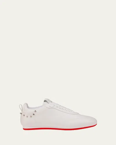 Christian Louboutin Eleonora Leather Red Sole Low-top Sneakers In White ...