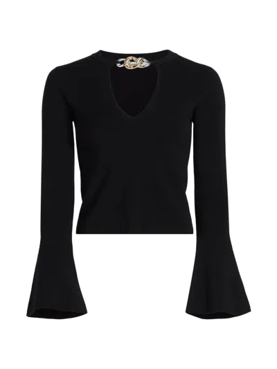 Simkhai Evren Wool Long Sleeve Top In Black | ModeSens