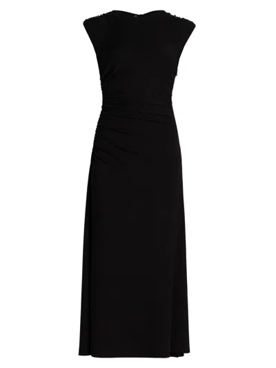 Proenza Schouler White Label Mimi Gathered-shoulder Midi Dress In Black ...