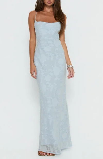 Princess Polly Celena Floral Burnout Gown In Blue | ModeSens