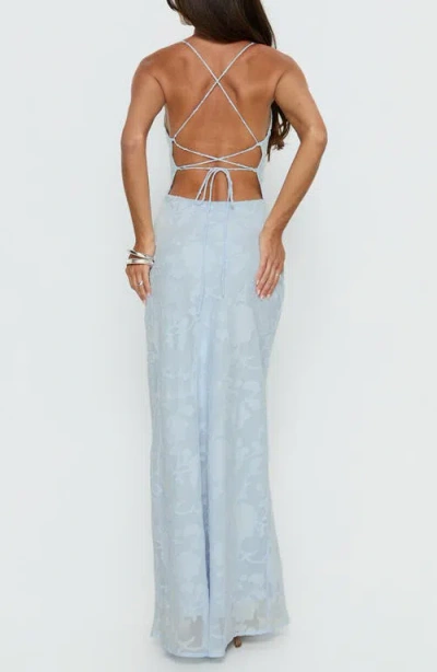 Princess Polly Celena Floral Burnout Gown In Blue | ModeSens