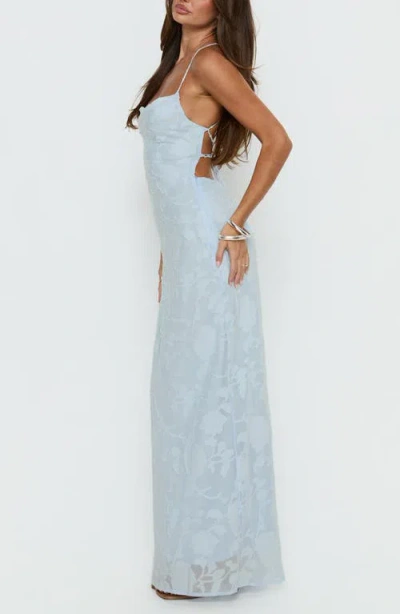 Princess Polly Celena Floral Burnout Gown In Blue | ModeSens