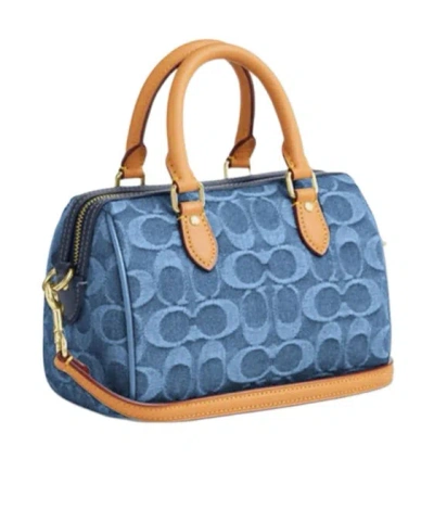 Coach Mini Rowan Crossbody Bag In Signature Denim In Blue | ModeSens
