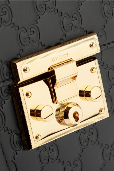 Gucci Small Padlock Top Handle Signature Leather Bag In Black | ModeSens