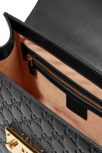 Gucci Small Padlock Top Handle Signature Leather Bag In Black | ModeSens