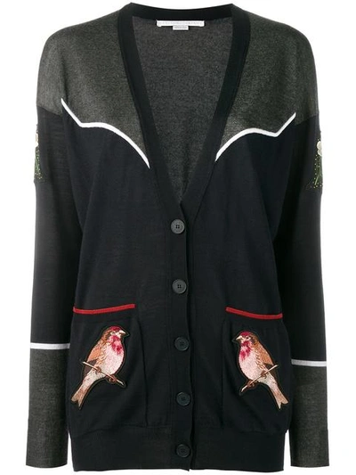 Stella Mccartney Embroidered Western Robin Cardigan In Charcoal | ModeSens
